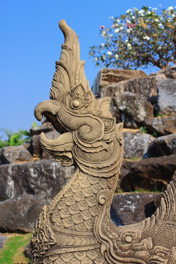 Head of Naga Stone Statue in Temple Stock Photo - Image of buddhist ...