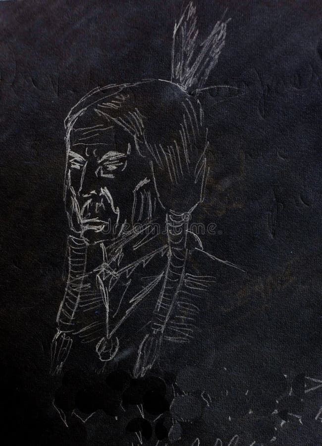 The Head of a Native American Chief Stock Illustration - Illustration ...