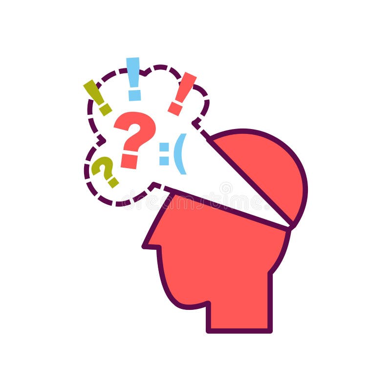 Head with Negative Thoughts Stock Vector - Illustration of exclamation ...