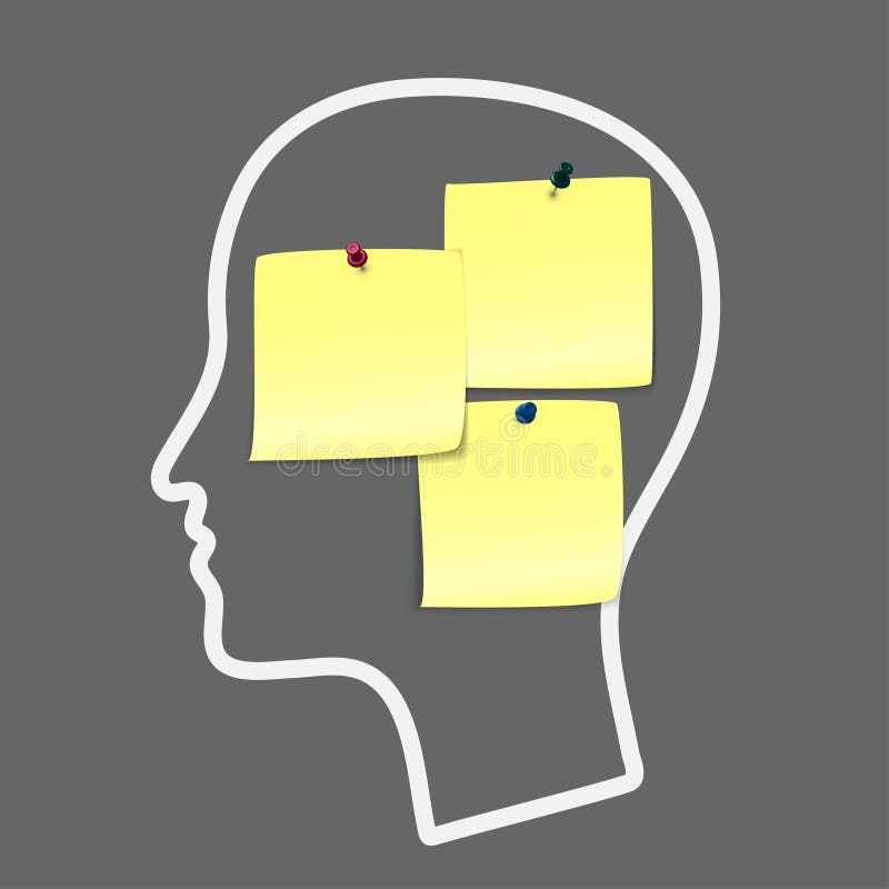Head & sticky notes stock vector. Illustration of mall - 10014136
