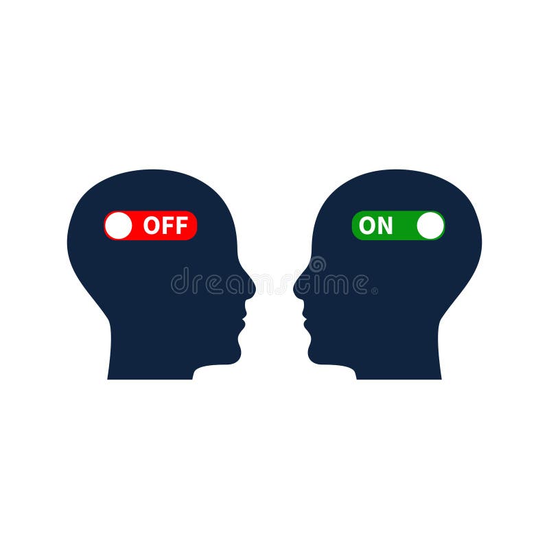 Head with on and Off Switch. Learning, Understanding Stock Vector ...