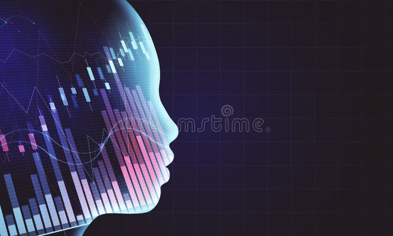 Glowing Head Outline on Dark Grid Texture. AI and Chart GPT Concept. 3D ...
