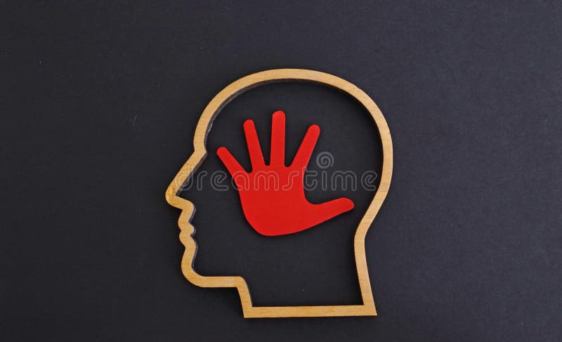 Head Outline and a Stop Hand Sign. Mental Boundaries and Self ...