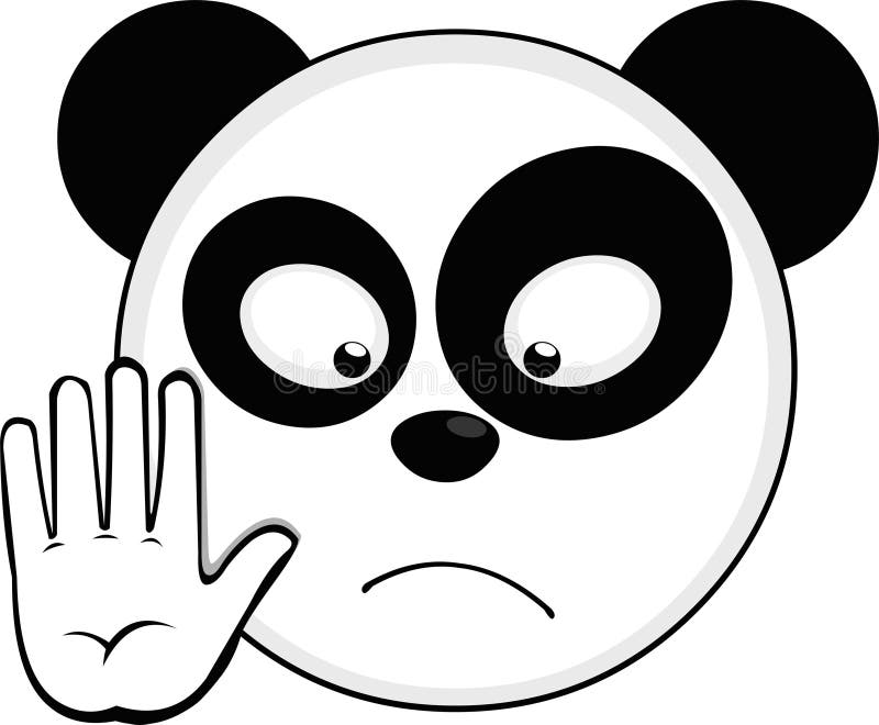 Head Panda Bear Cartoon Hand Make Stop Gesture Stock Vector ...