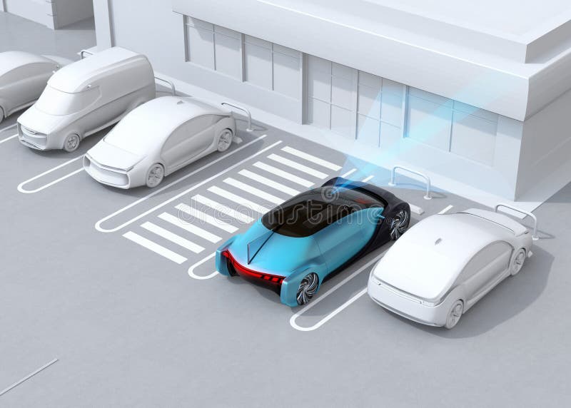 Head-in Parking Black Car Emergency Stopped when the Rear Sensor ...