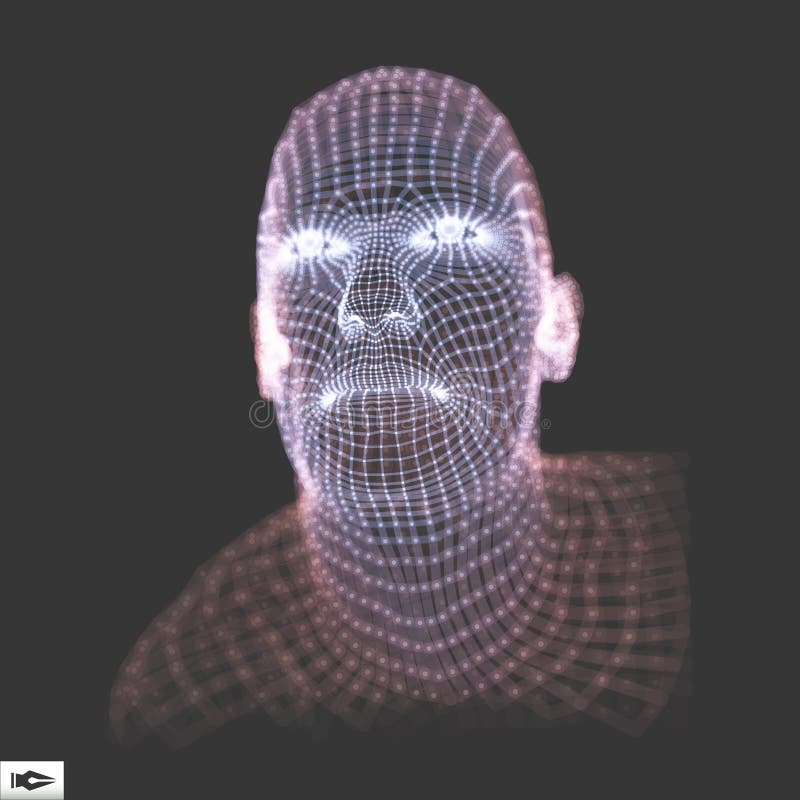 Head of the Person from a 3d Grid. 3D Geometric Face Design Stock ...