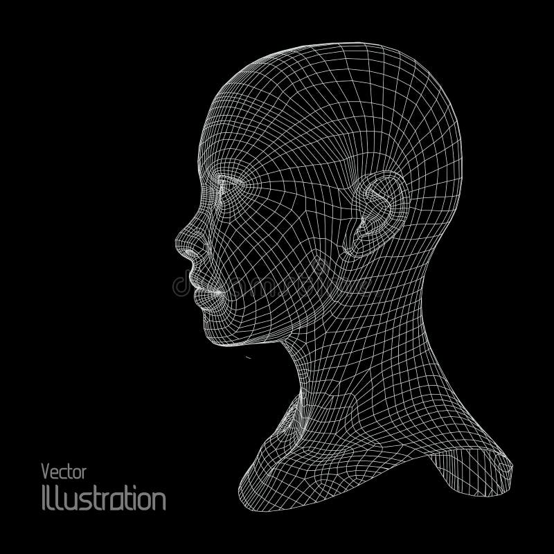 Head of the Person from a 3d Grid. Human Wire Model. Polygon . Face ...