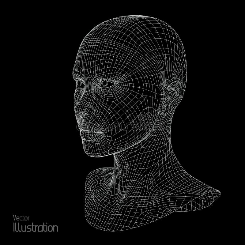 Head of the Person from a 3d Grid. Human Wire Model. Polygon . Face ...