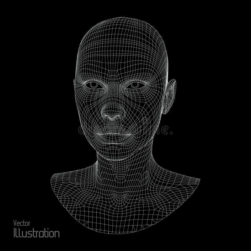 Head of the Person from a 3d Grid. Human Wire Model. Polygon . Face ...
