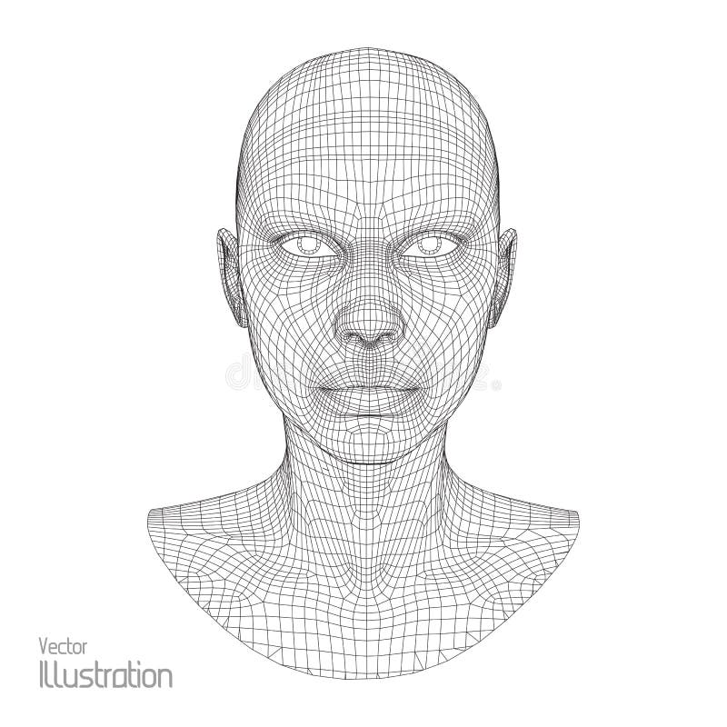 Head of the Person from a 3d Grid. Human Wire Model. Polygon . Face ...