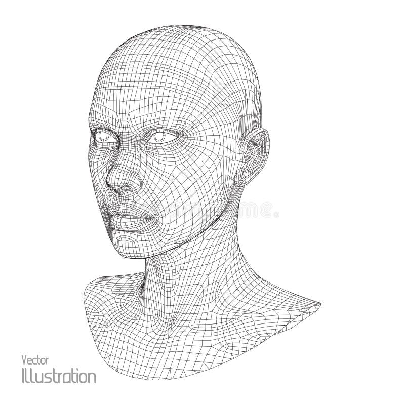 Head of the Person from a 3d Grid. Human Wire Model. Polygon . Face ...
