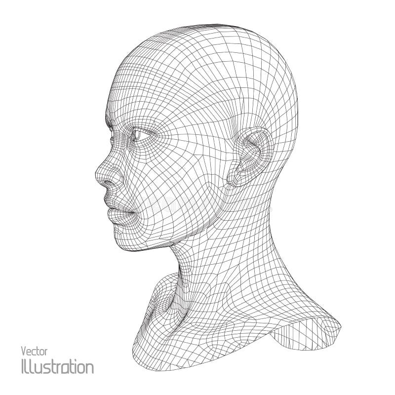 Head of the Person from a 3d Grid. Human Wire Model. Polygon . Face ...