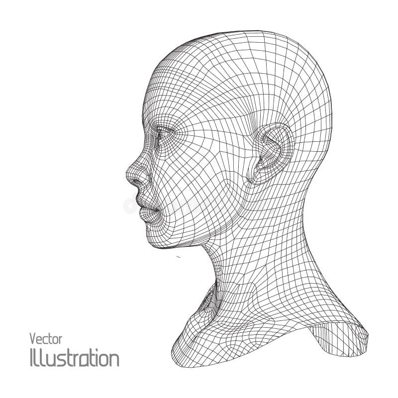 Head of the Person from a 3d Grid. Human Wire Model. Polygon . Face ...