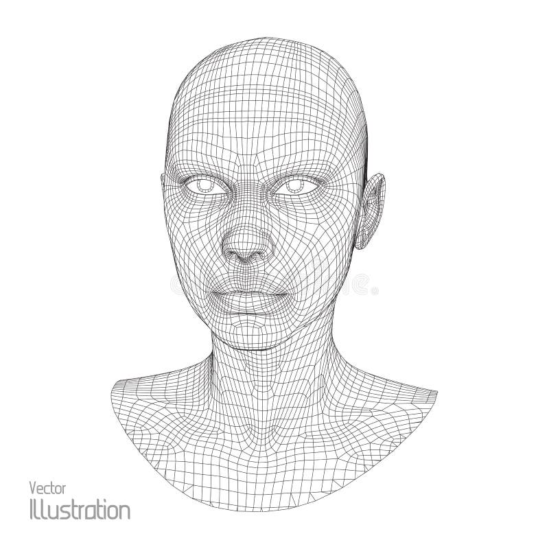 Head of the Person from a 3d Grid. Human Wire Model. Polygon . Face ...