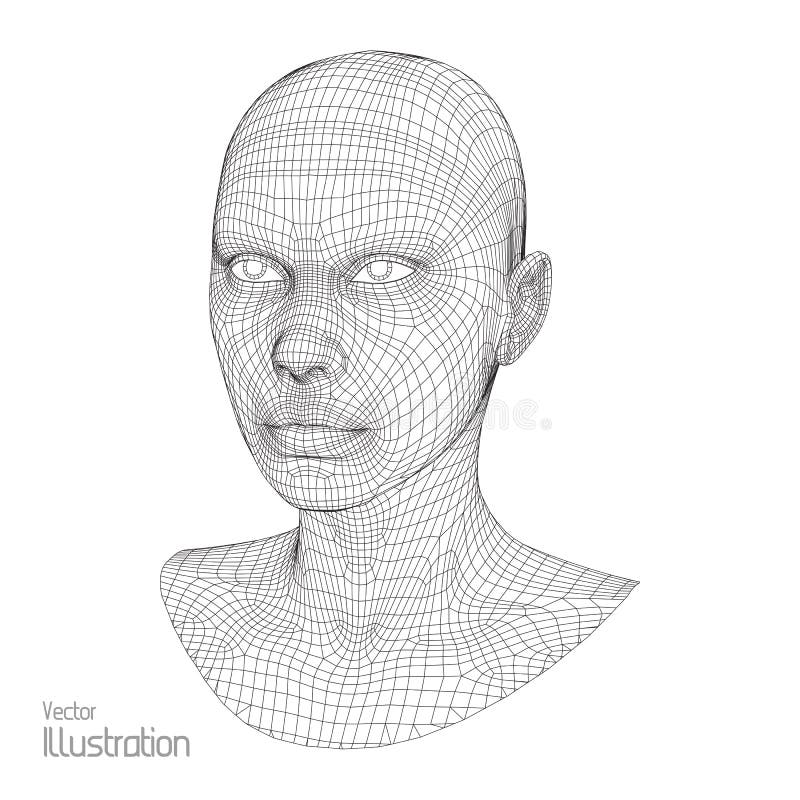 Head of the Person from a 3d Grid. Human Wire Model. Polygon . Face ...