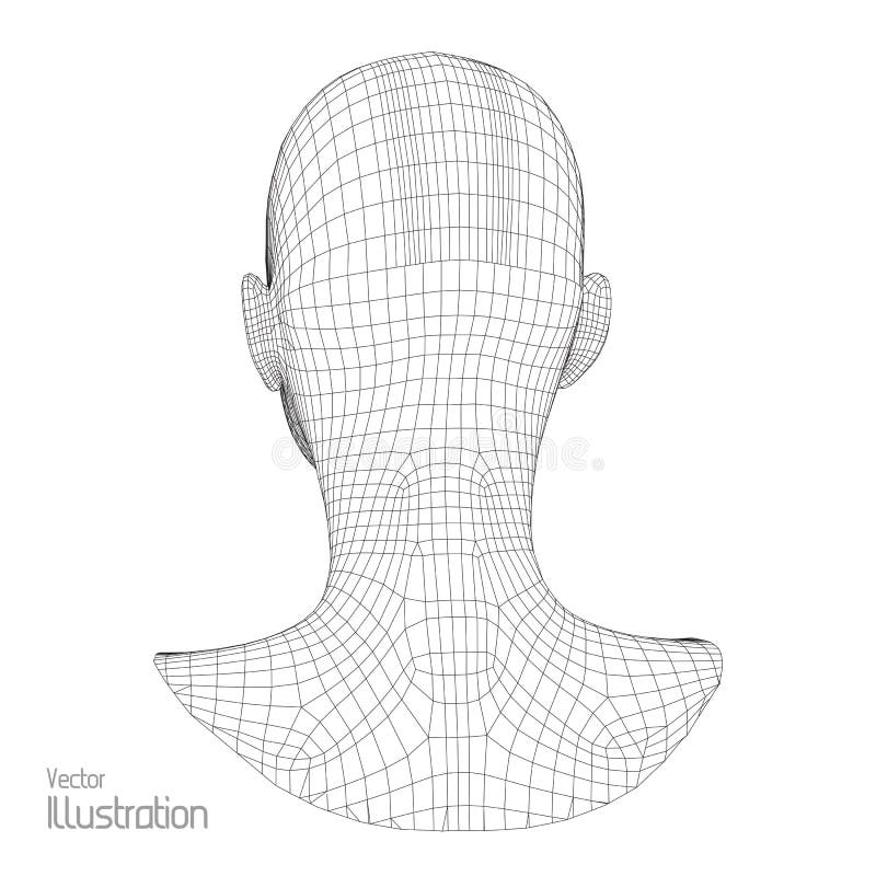 Head of the Person from a 3d Grid. Human Wire Model. Polygon . Face ...