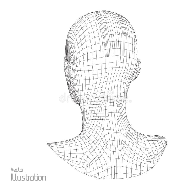 Head of the Person from a 3d Grid. Human Wire Model. Polygon . Face ...