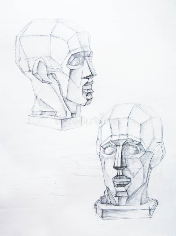 Head of the Person .Drawing Studio Works Stock Illustration ...