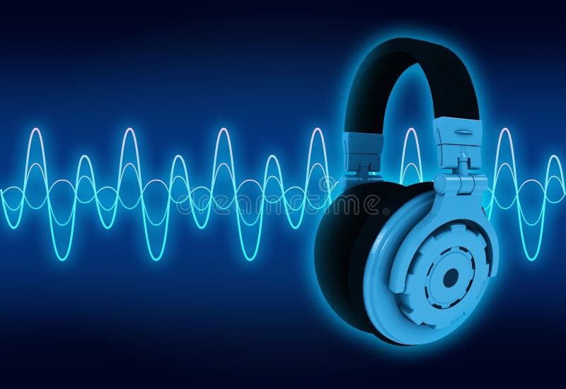 Head phone with sound wave stock illustration. Illustration of light ...