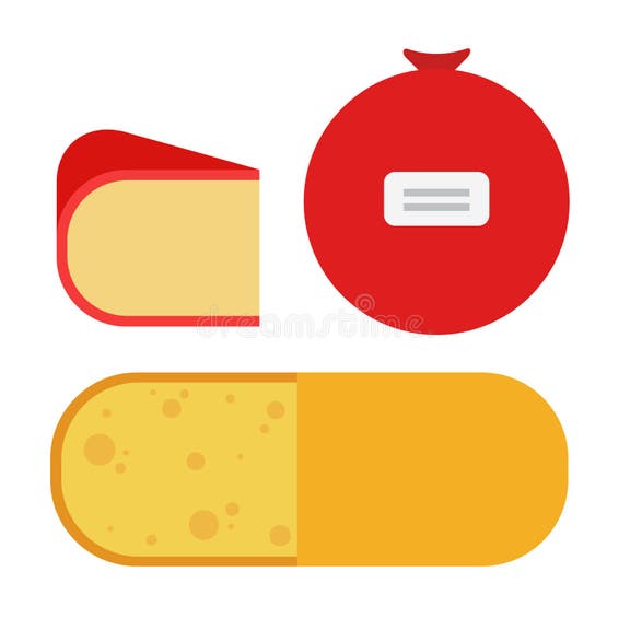 Head and a Piece of Hard Cheese Vector Flat Isolated Stock Vector ...