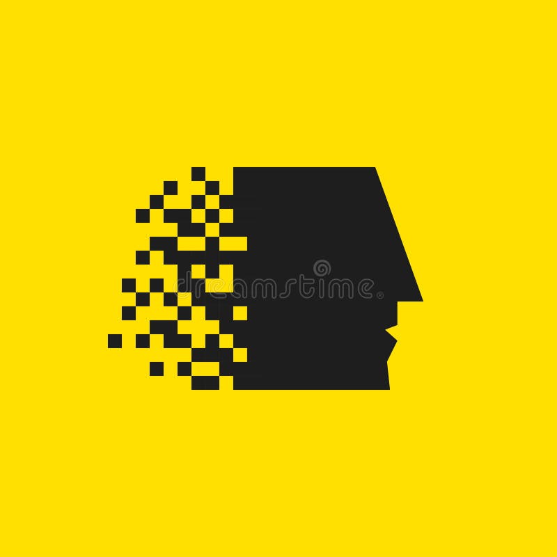 Head with pixel logo stock vector. Illustration of computer - 162793886