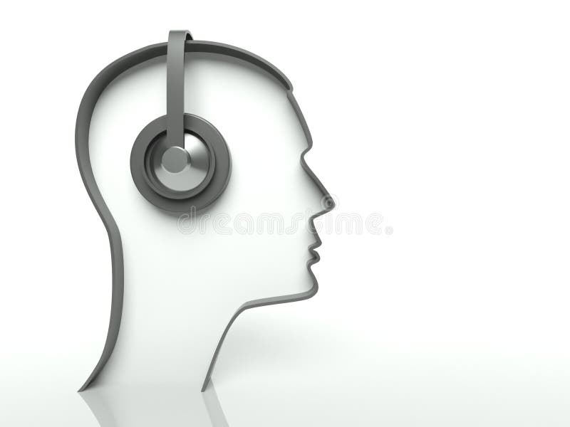 Head Profile with Headset on White Background Stock Illustration ...