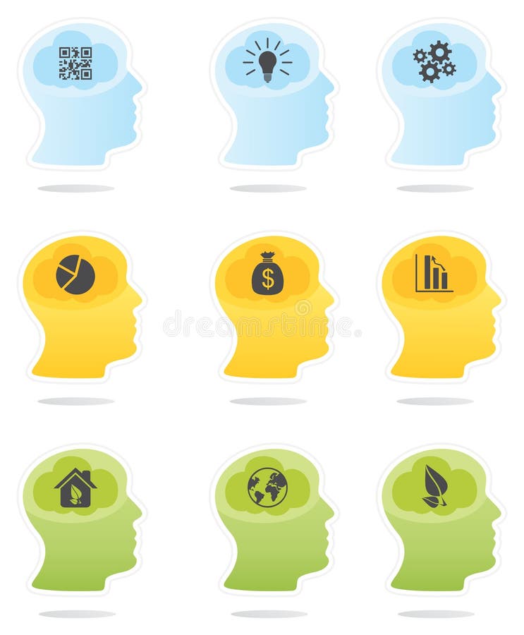 Head Profiles with Idea Symbols Stock Vector - Illustration of profile ...