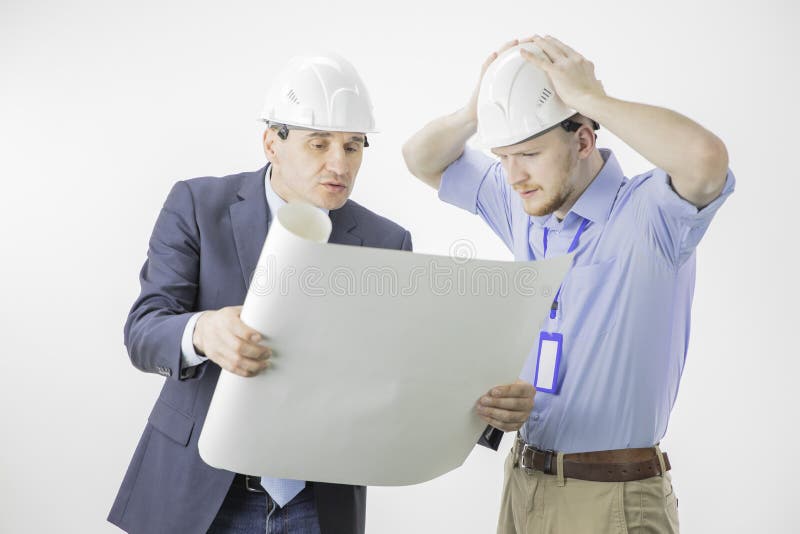 Head of Project and Chief Engineer Discussing Mistakes and Problems in ...