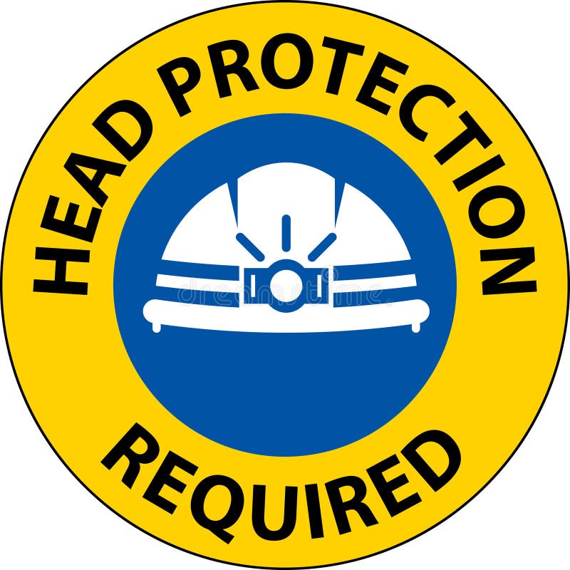 Head Protection Required Sign on White Background Stock Vector ...