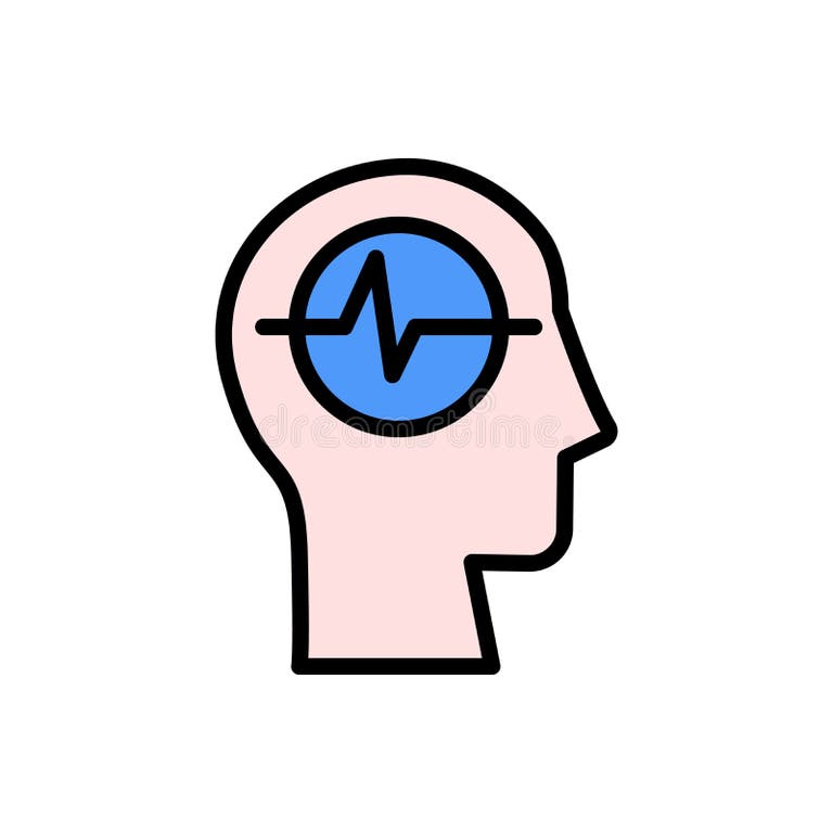 Head Pulse Icon. Simple Color with Outline Vector Elements of Brain ...