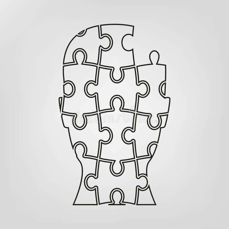 Head Puzzle Black Missing Piece Outlined Stock Vector - Illustration of ...