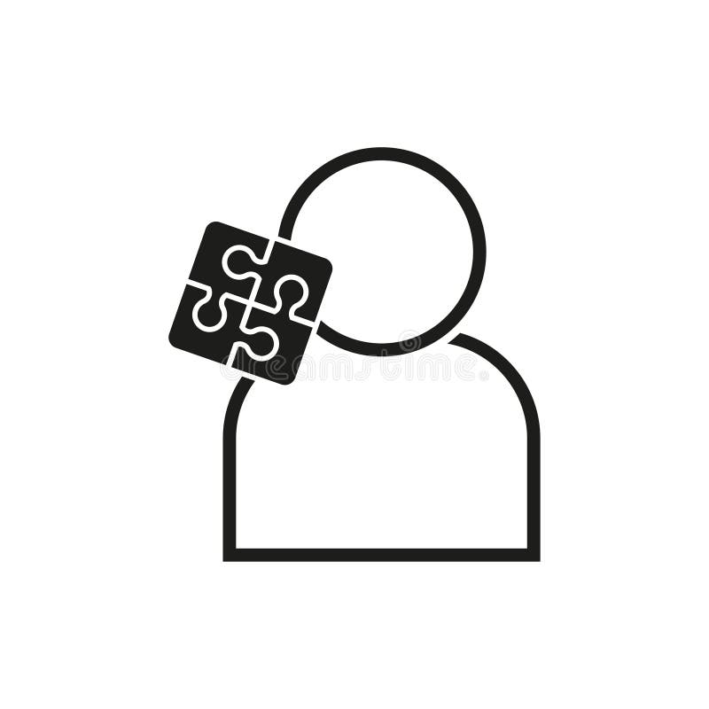 Head and Puzzle Icon. Meaning Problem Solver Symbol. Vector ...