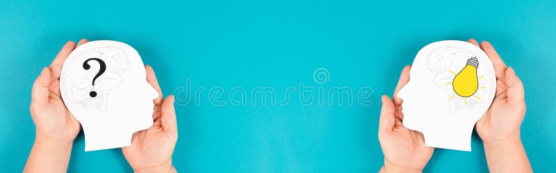 Head with a Question Mark Asking for Solutions, Man with the Lightbulb ...