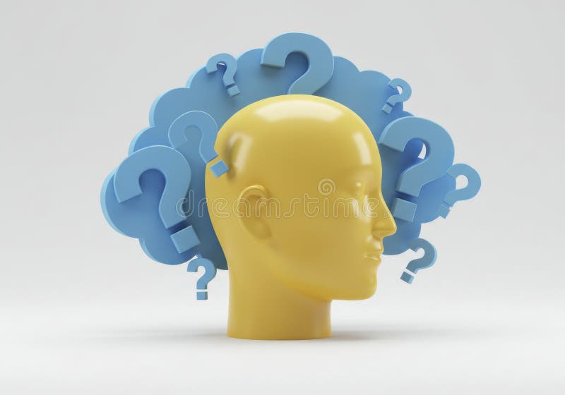 Head with Question Marks Concept for Ideas and Problem Solving Stock ...