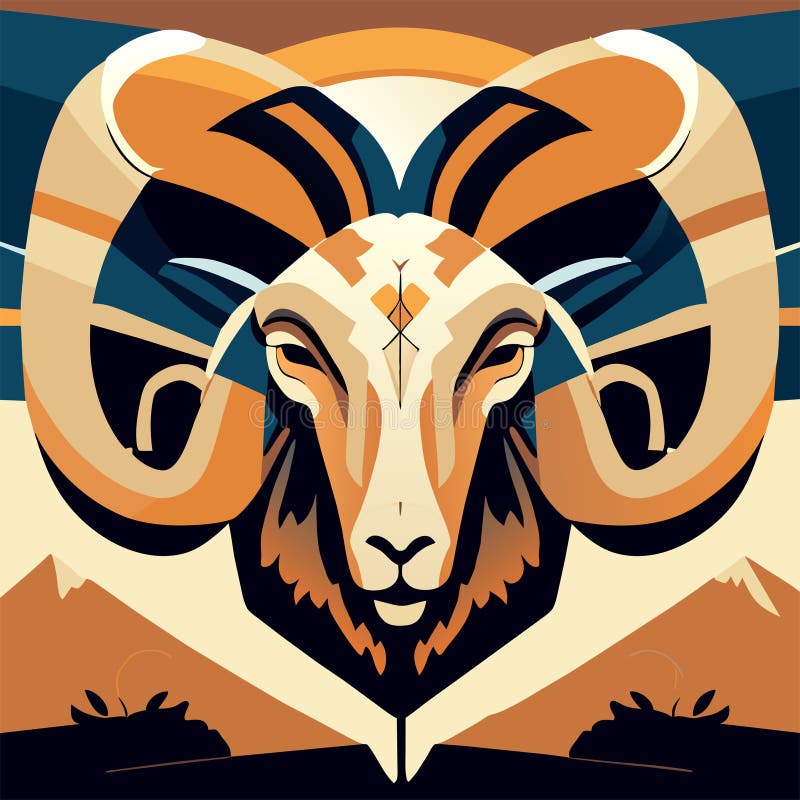 Head of a Ram with a Crown on His Head. Vector Illustration Stock ...
