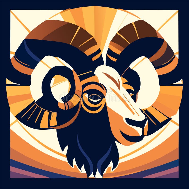 Head of a Ram with Horns. Vector Illustration in a Flat Style Stock ...