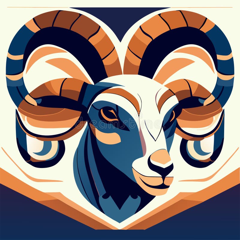Head of a Ram with Horns. Vector Illustration in Retro Style Stock ...