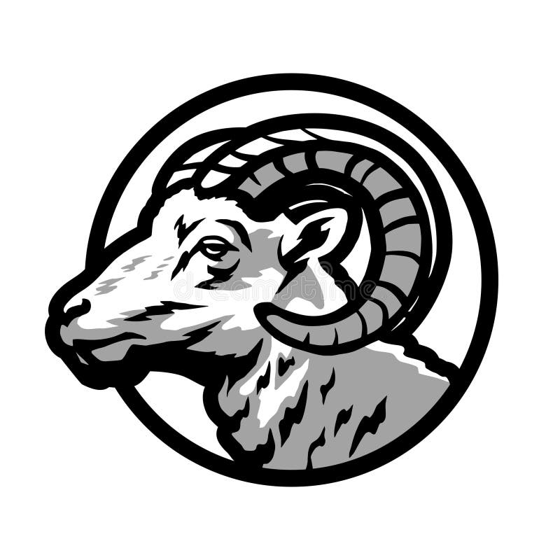 The Head of a Ram. Round Logo, Emblem. Vector Illustration. Stock ...