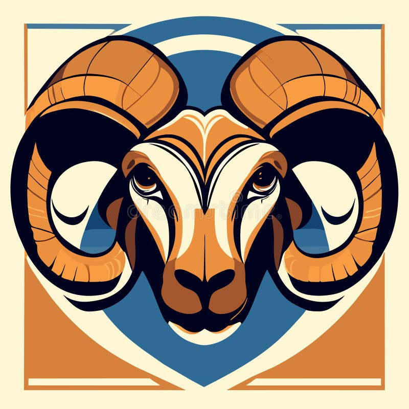 Head of a Ram in a Shield. Vector Illustration in Retro Style Stock ...
