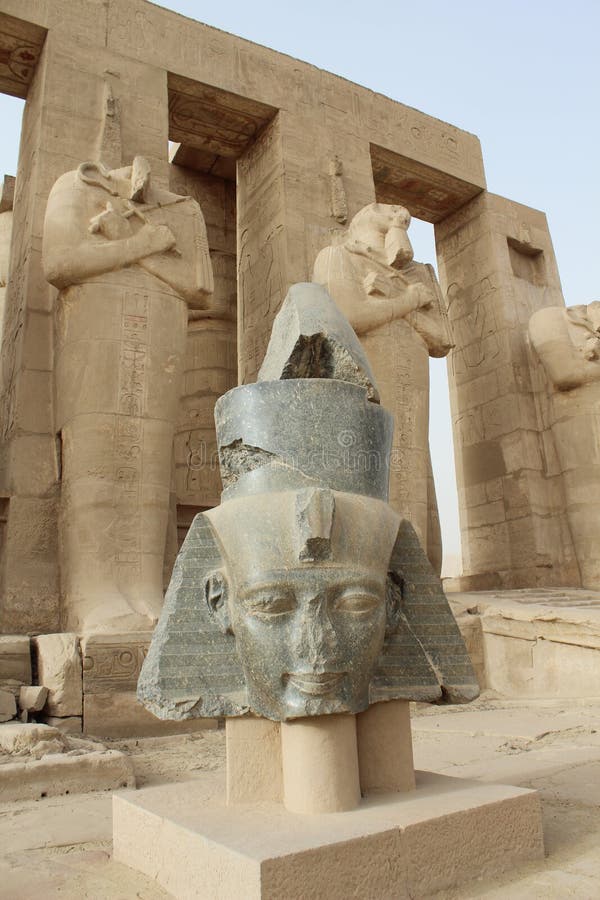The Head of Ramses 2 Lying in Front of Statues in the Ramesseum Temple ...