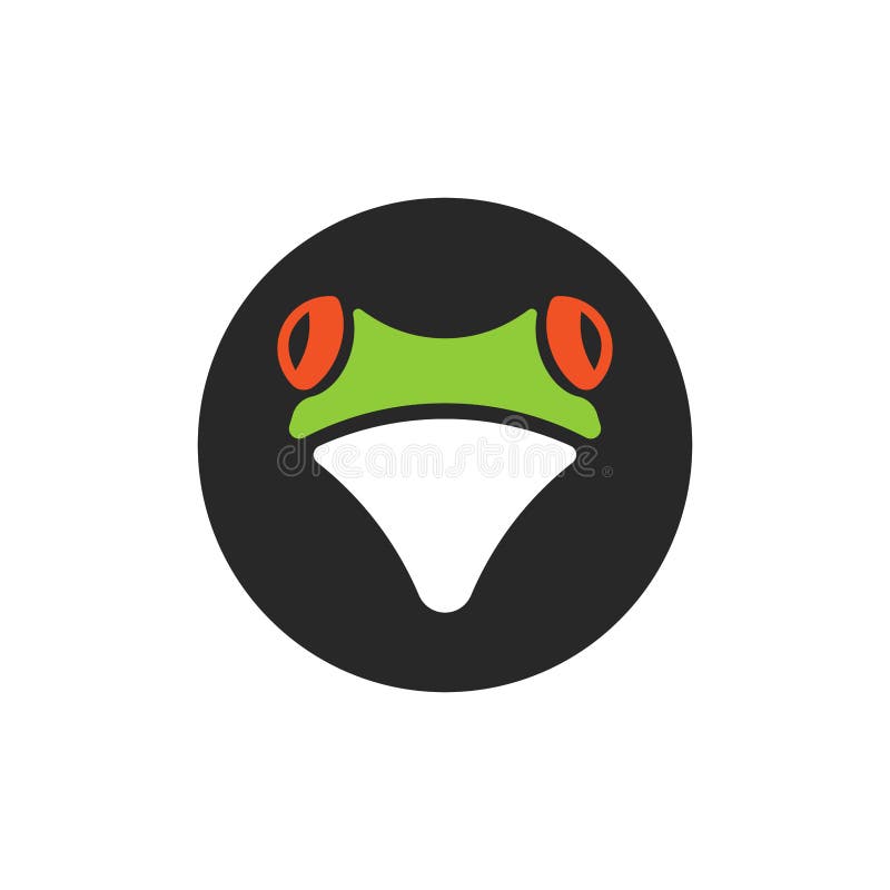 Head Red Eye Tree Frog Logo, Fun Tropical Animal Round Logotype Stock ...