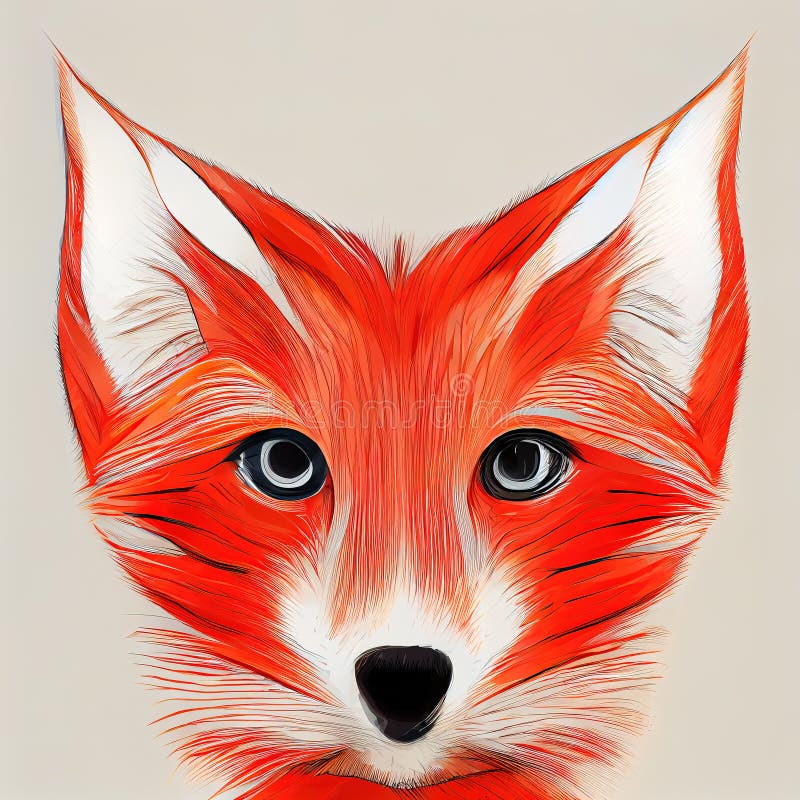 Head of a Red Fox. Color Graphics. Full Screen Picture. AI-generated ...