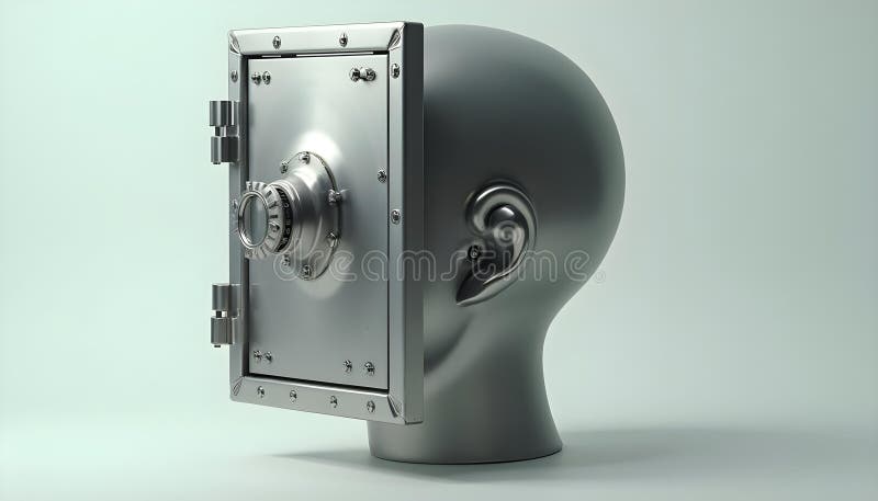 Head Represented As a Safe Symbolizing the Difficulty of Opening Up To ...