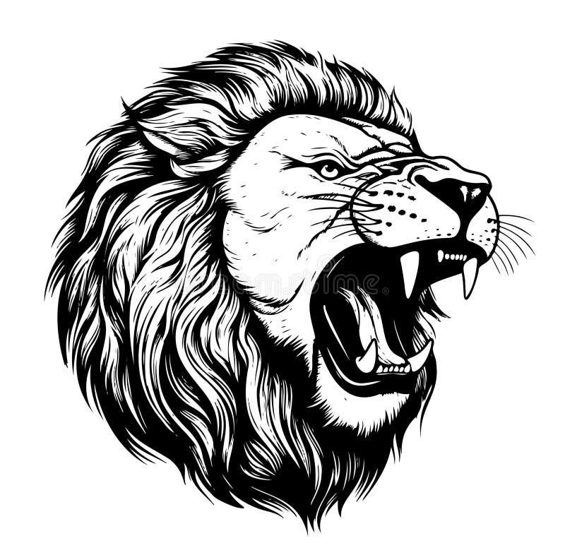 Head of Roaring Lion. Hand Drawn Illustration Converted To Vector Stock ... Head of Roaring Lion. Hand Drawn Illustration Converted To Vector Stock ...