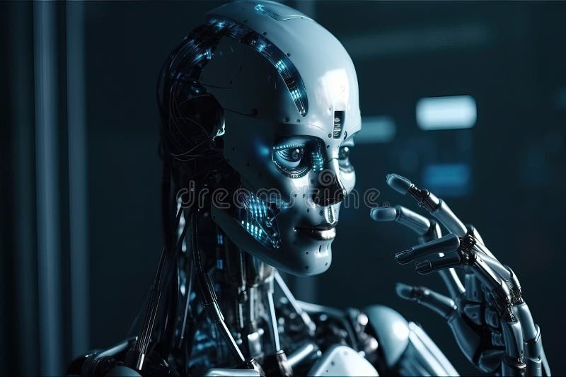 The Head is a Robot with Artificial Intelligence and Outwardly Similar ...