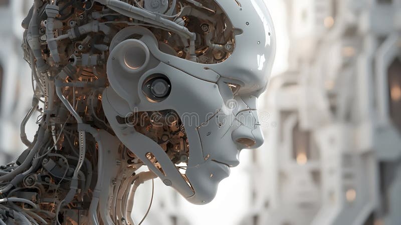 Head Robot on Technological Background Stock Illustration ...