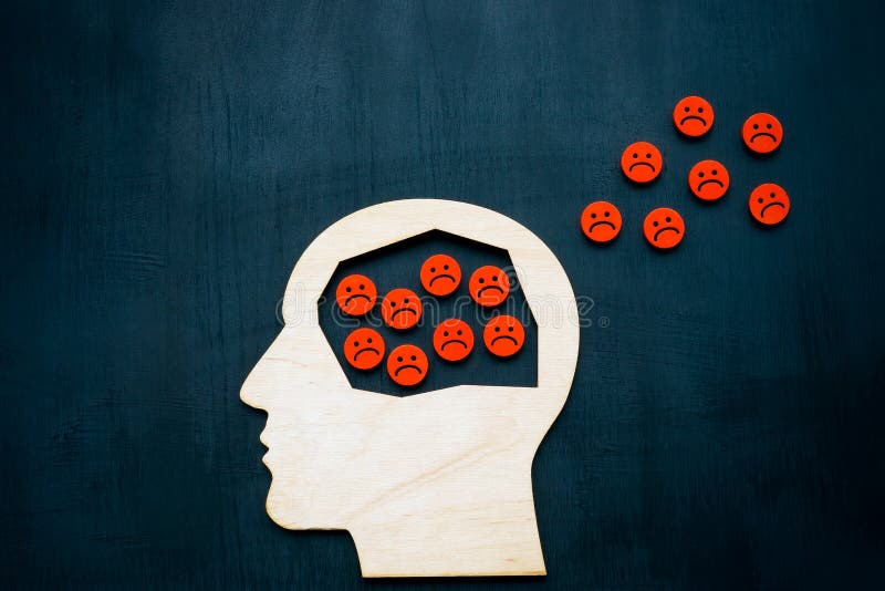 Head and Sad Emoticons As a Concept of Depression and Negative Thoughts ...