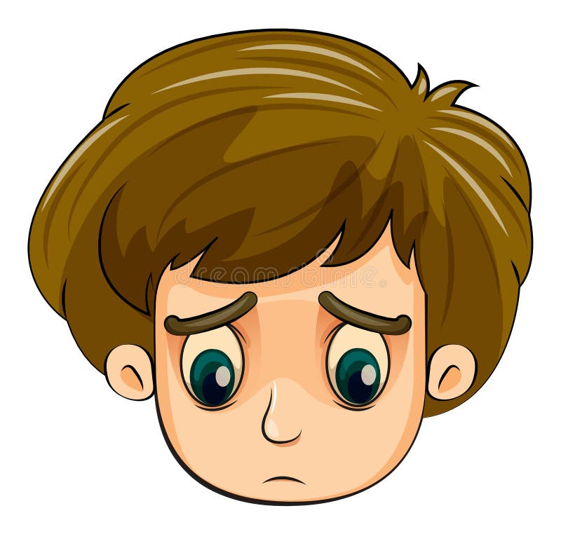 A head of a sad young boy stock vector. Illustration of little - 34713936