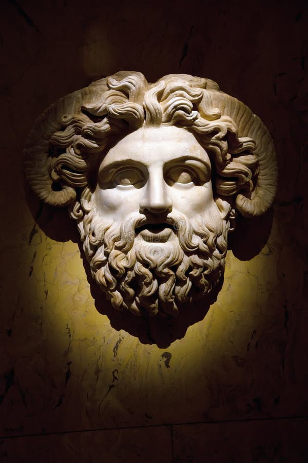 Head of Satyr, Bas-relief from Side Archaeological Museum Stock Image ...