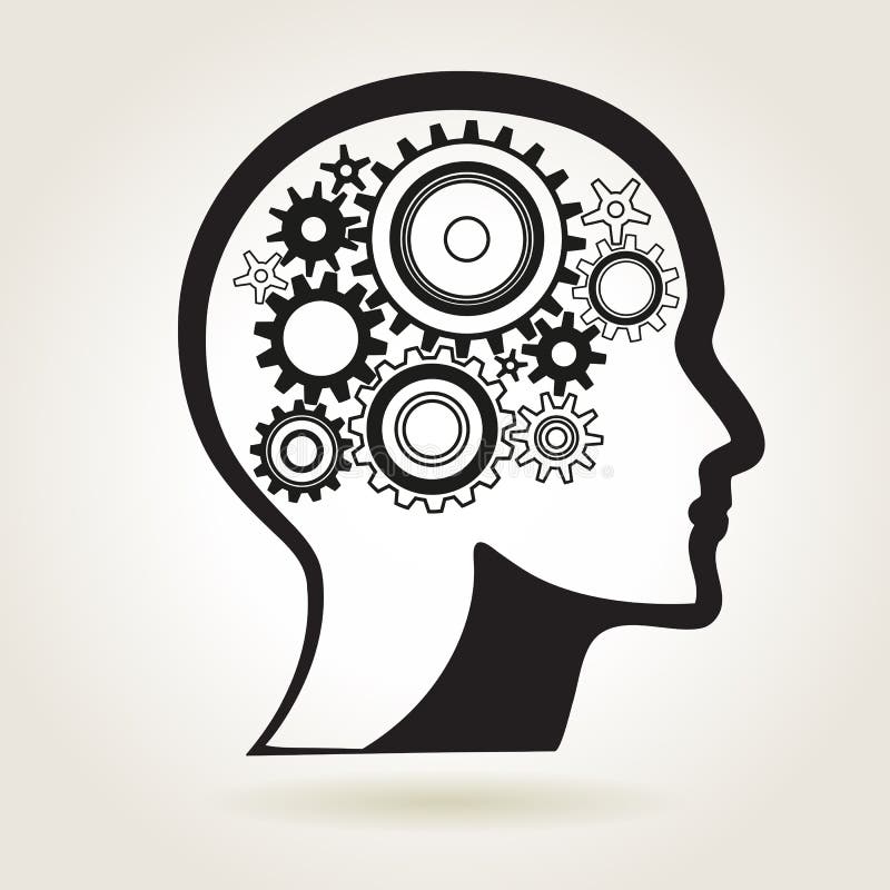 Head shape with cog stock vector. Illustration of mental - 71362458
